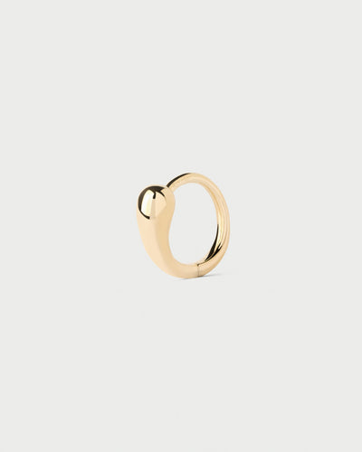 Mini single huggie hoop featuring sculptural drop-shaped motif and ...