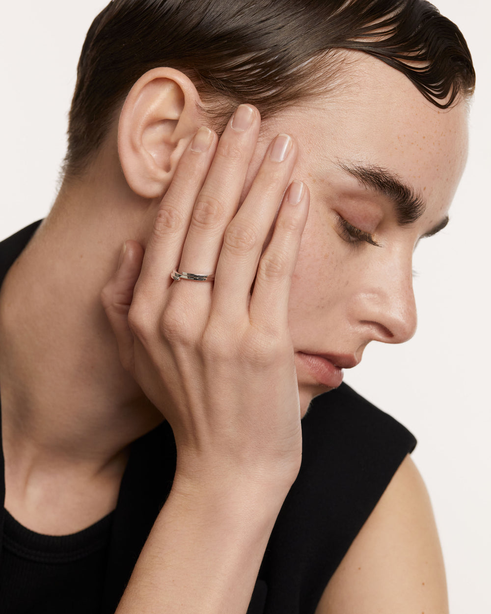 Sterling silver ring with plain asymetric design | Genesis Silver Ring ...