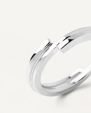 Sterling silver ring with plain asymetric design | Genesis Silver Ring ...