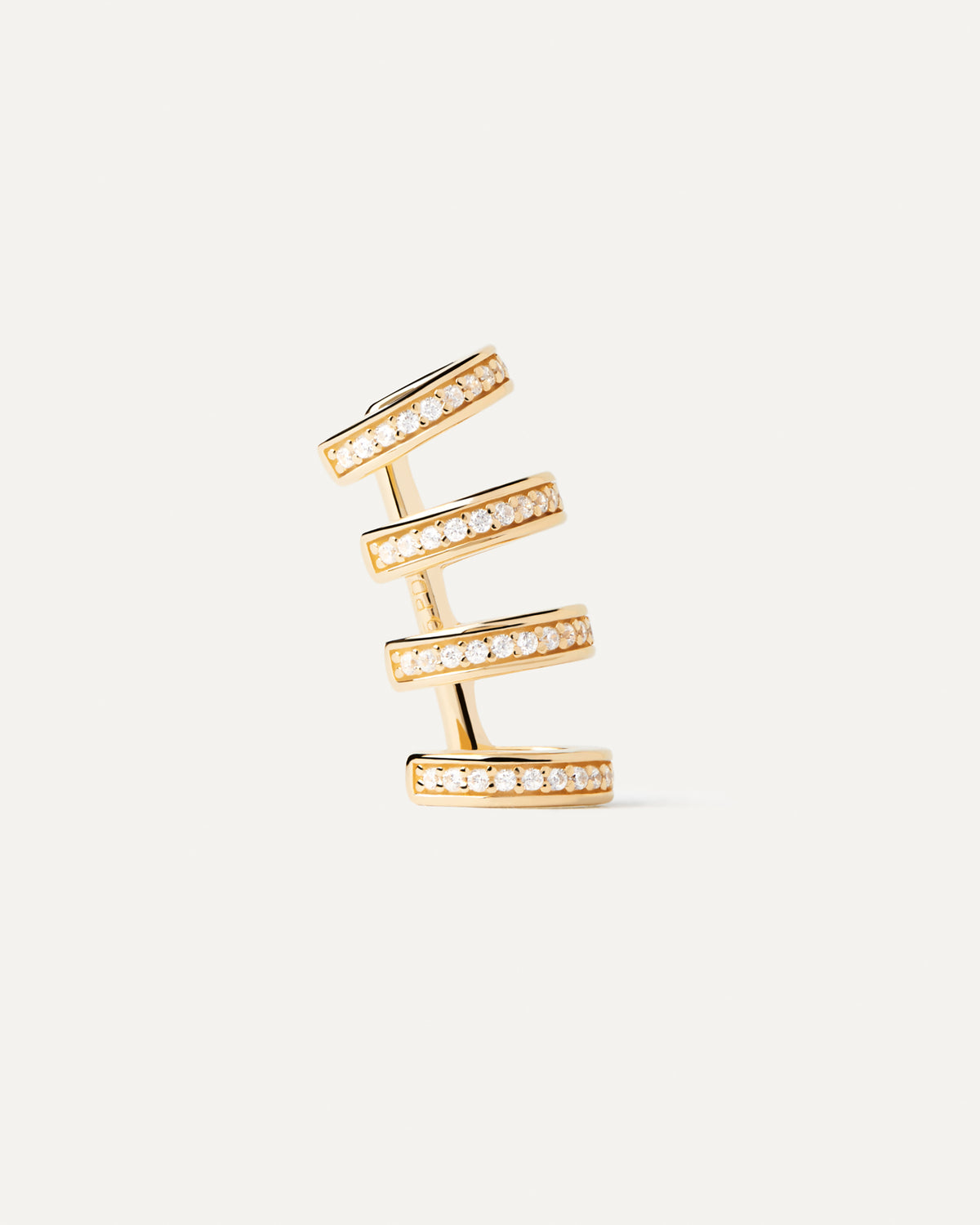 Gold-plated bold four band ear cuff set with white zirconia | Thunder ...