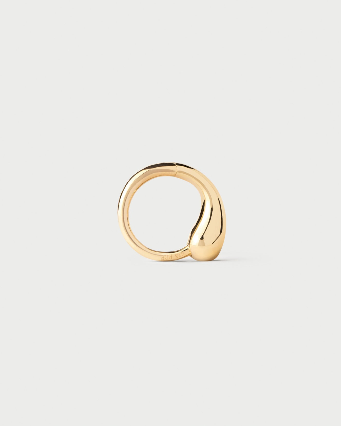 Mini single huggie hoop featuring sculptural drop-shaped motif and ...