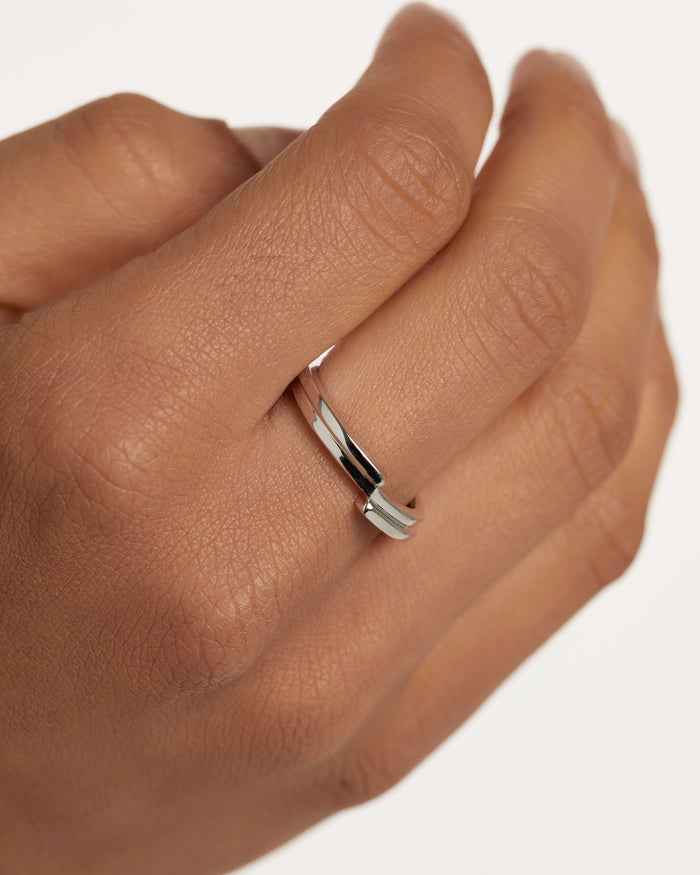 Sterling silver ring with plain asymetric design | Genesis Silver Ring ...