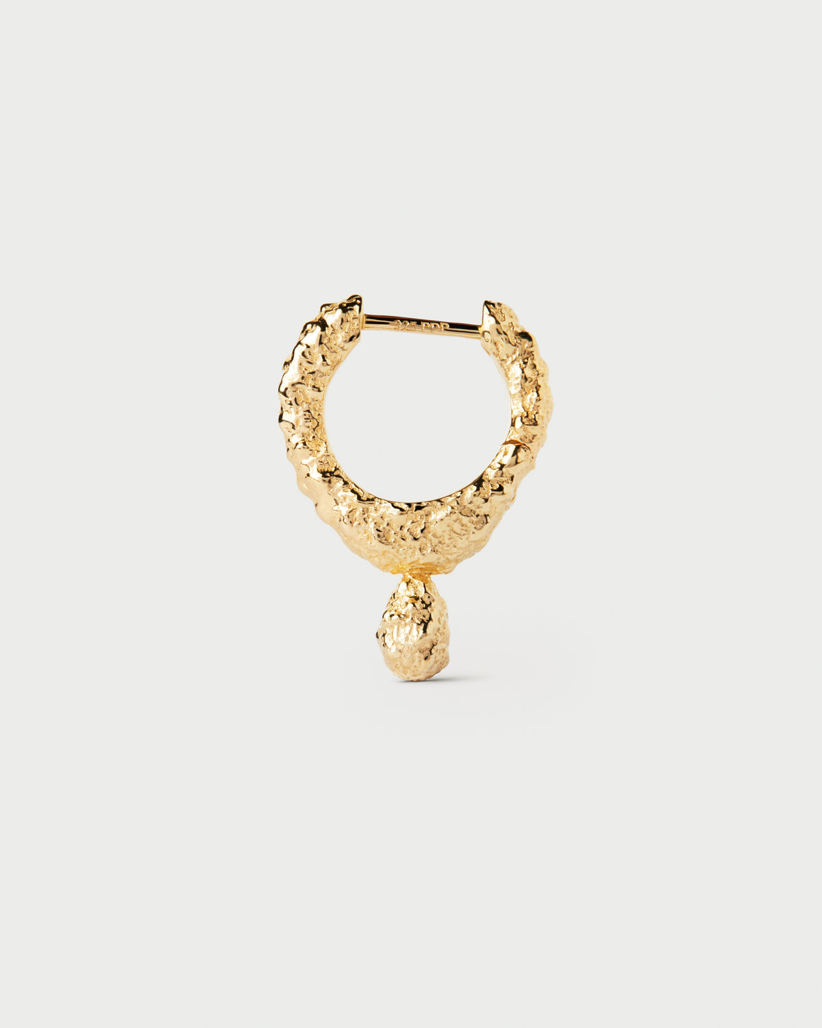 Gold-plated fluid shape single hoop with molten texture detail and ...