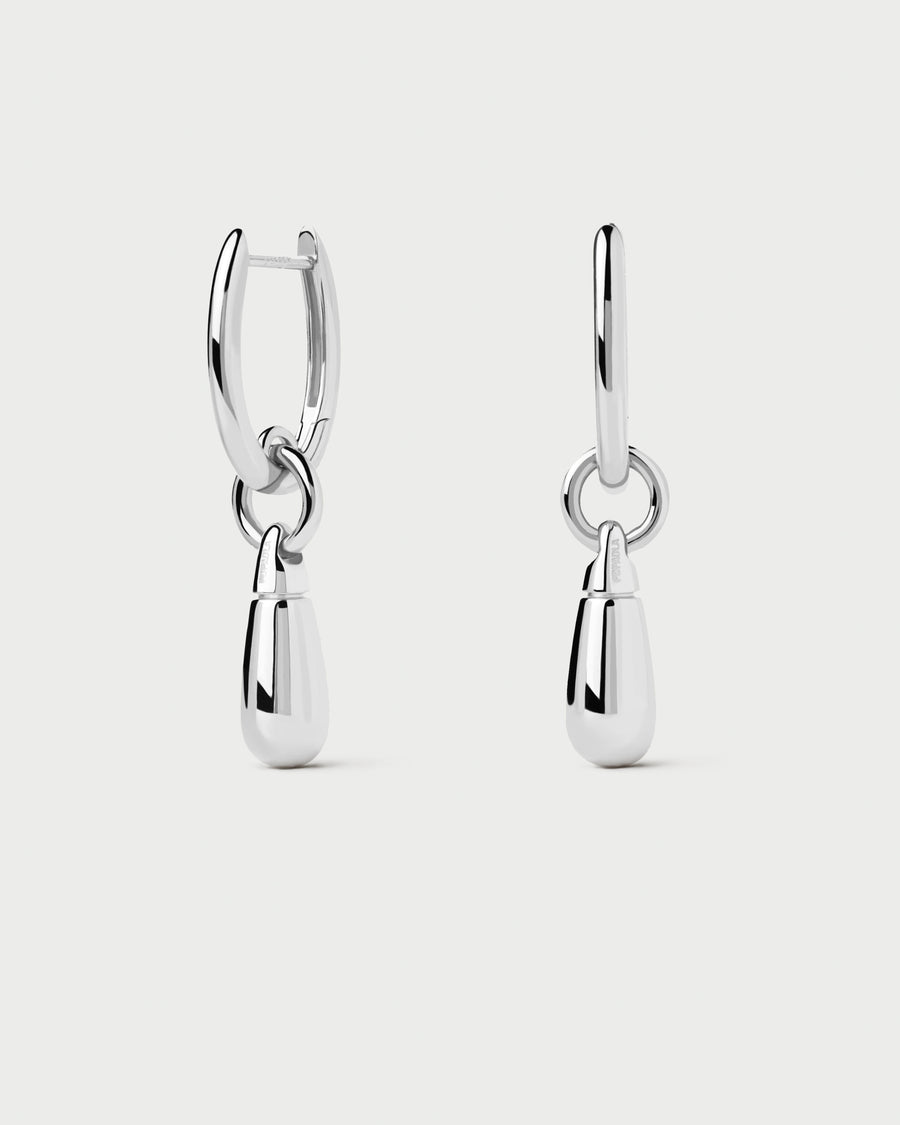 Silver single hoop with a small drop pendant | Jupiter Silver Single ...
