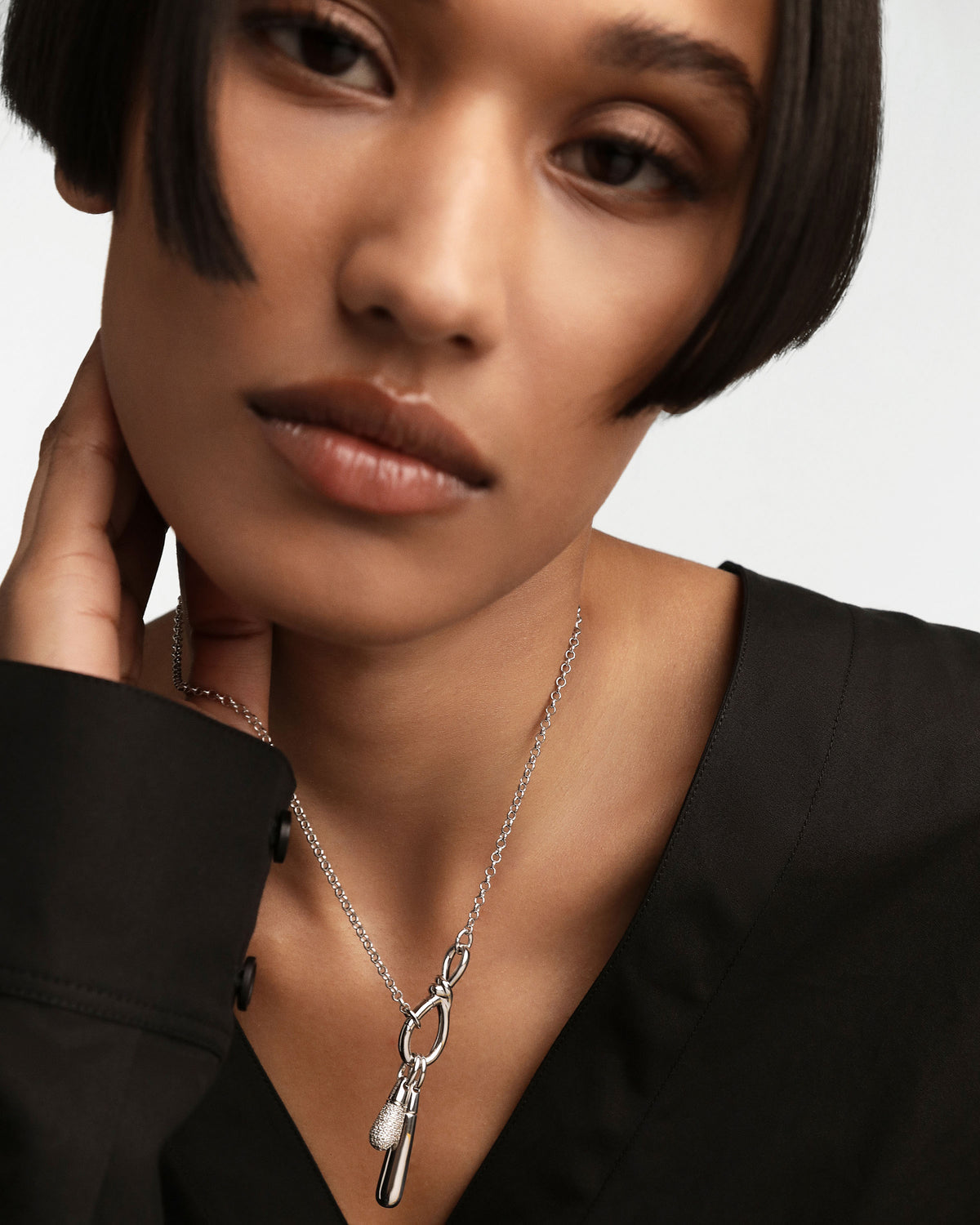 Stackable drop silver pendant to customize necklace or hoops | Large ...