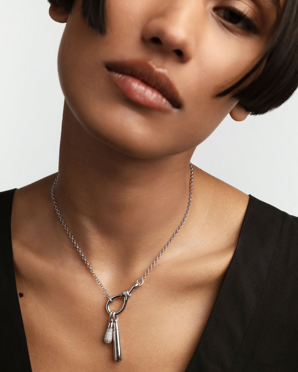 Stackable drop silver pendant to customize necklace or hoops | Large ...